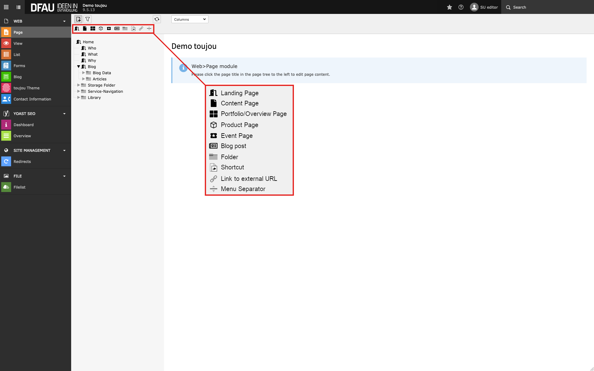 Tutorials: Build TYPO3 pages & the site's navigation – this is toujou.