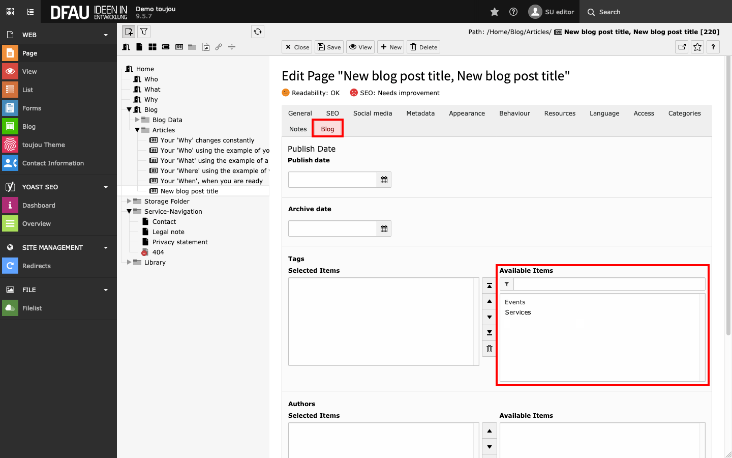 Tutorials: How to work with the blog extension in TYPO3 – this is toujou.